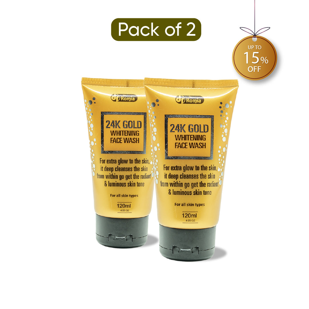 24k Gold Whitening Face Wash For Deep Cleansing – Pack Of 2 – Dr.Romia