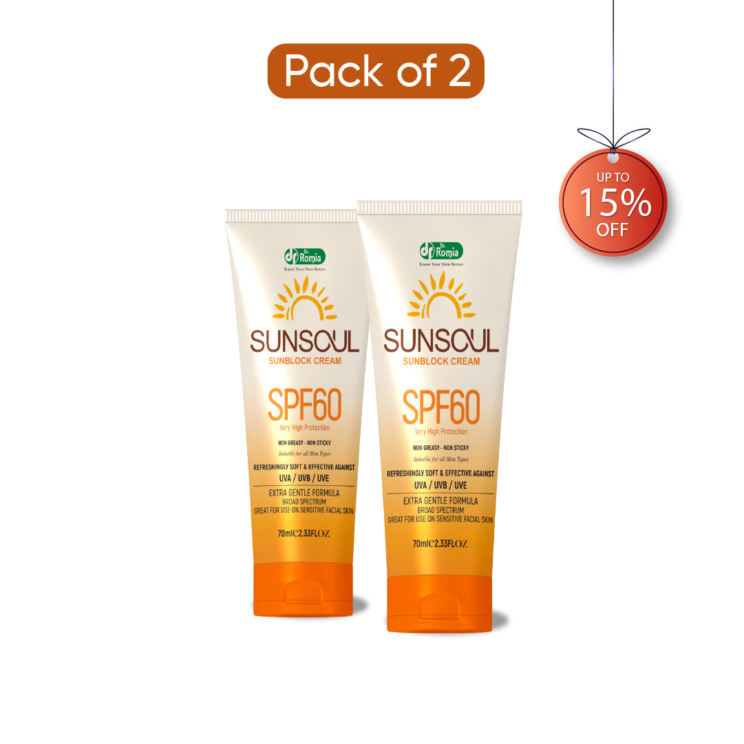 Sunsoul Sunblock | SPF 60; High Protection | Pack Of 2 – Dr.Romia